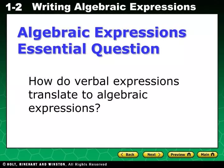 PPT - Algebraic Expressions Essential Question PowerPoint Presentation ... PPT - Algebraic Expressions Essential Question PowerPoint Presentation ...