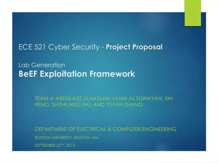 PPT - ECE 521 Cyber Security - Project Proposal Lab Generation BeEF ...