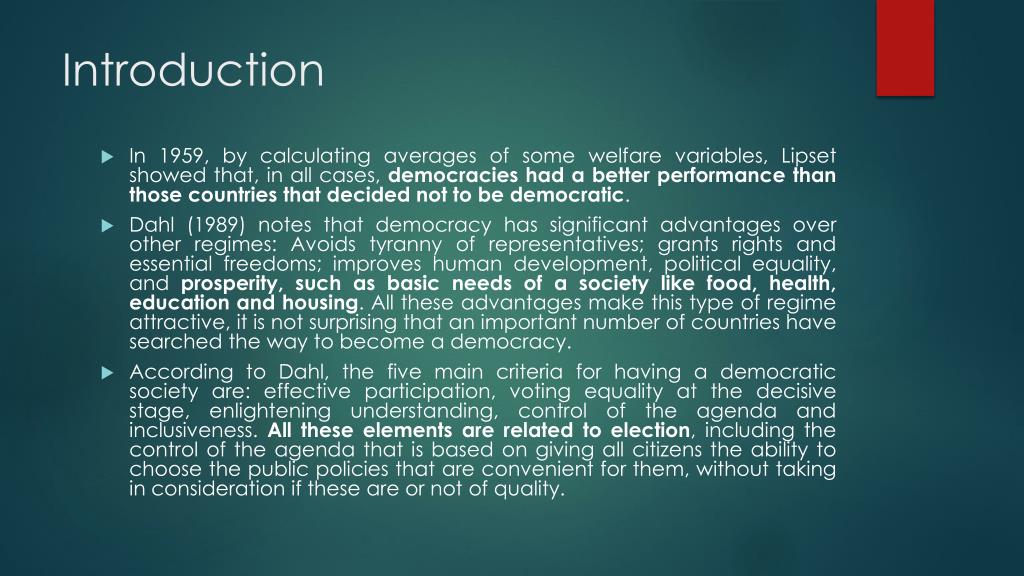 PPT - The quality of democracy: its impact on economic , political and ...