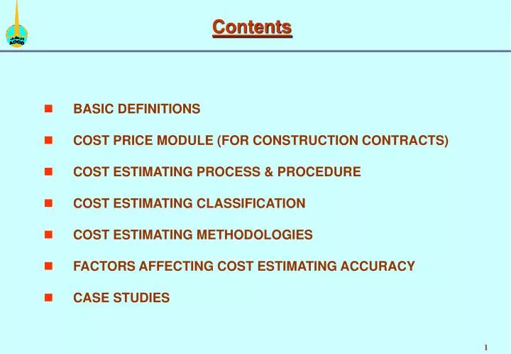 PPT - BASIC DEFINITIONS COST PRICE MODULE (FOR CONSTRUCTION CONTRACTS ...