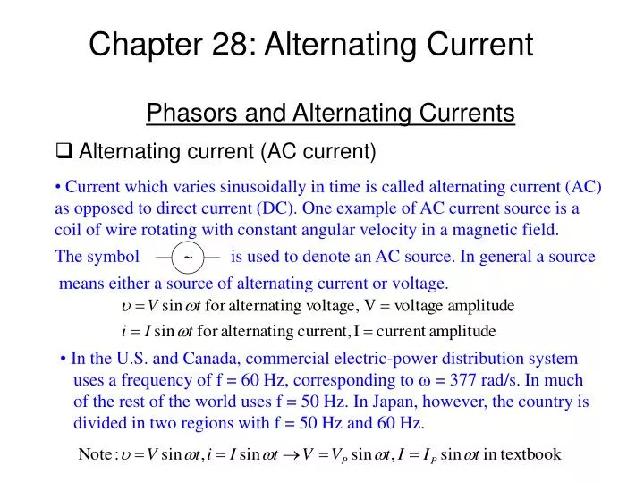 PPT - Chapter 28: Alternating Current PowerPoint Presentation, free ...