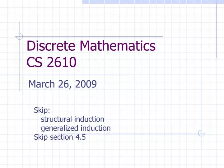 PPT - Discrete Mathematics CS 2610 PowerPoint Presentation, free ...