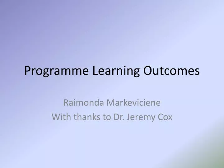 PPT - Programme Learning Outcomes PowerPoint Presentation, free ...
