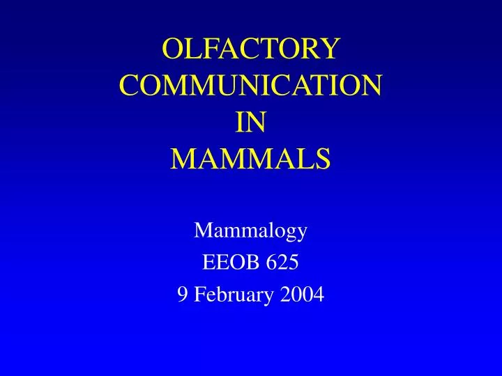 PPT - OLFACTORY COMMUNICATION IN MAMMALS PowerPoint Presentation, free ...