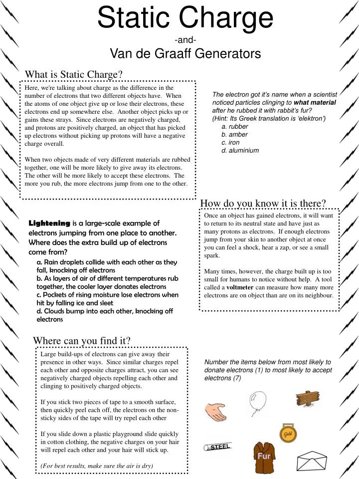 PPT - Static Charge -and- Van de Graaff Generators PowerPoint ...