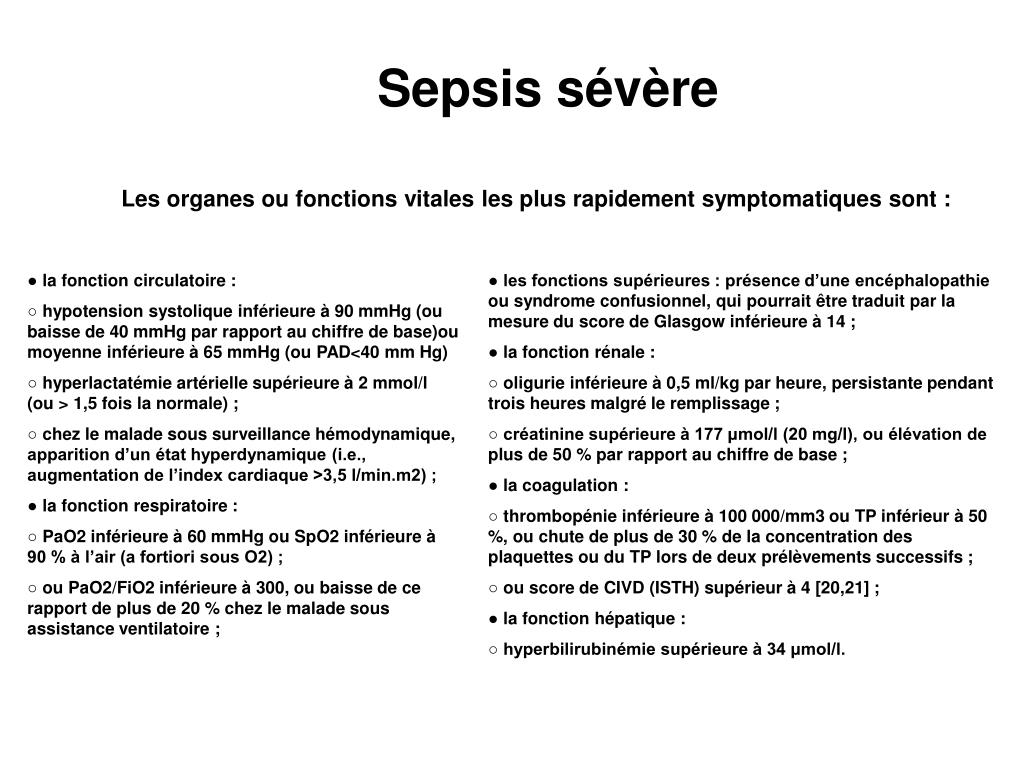 PPT - CRITERES de GRAVITE d’un SYNDROME INFECTIEUX PowerPoint ...