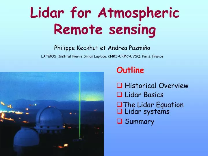 PPT - Lidar for Atmospheric Remote sensing PowerPoint Presentation ... PPT - Lidar for Atmospheric Remote sensing PowerPoint Presentation ...