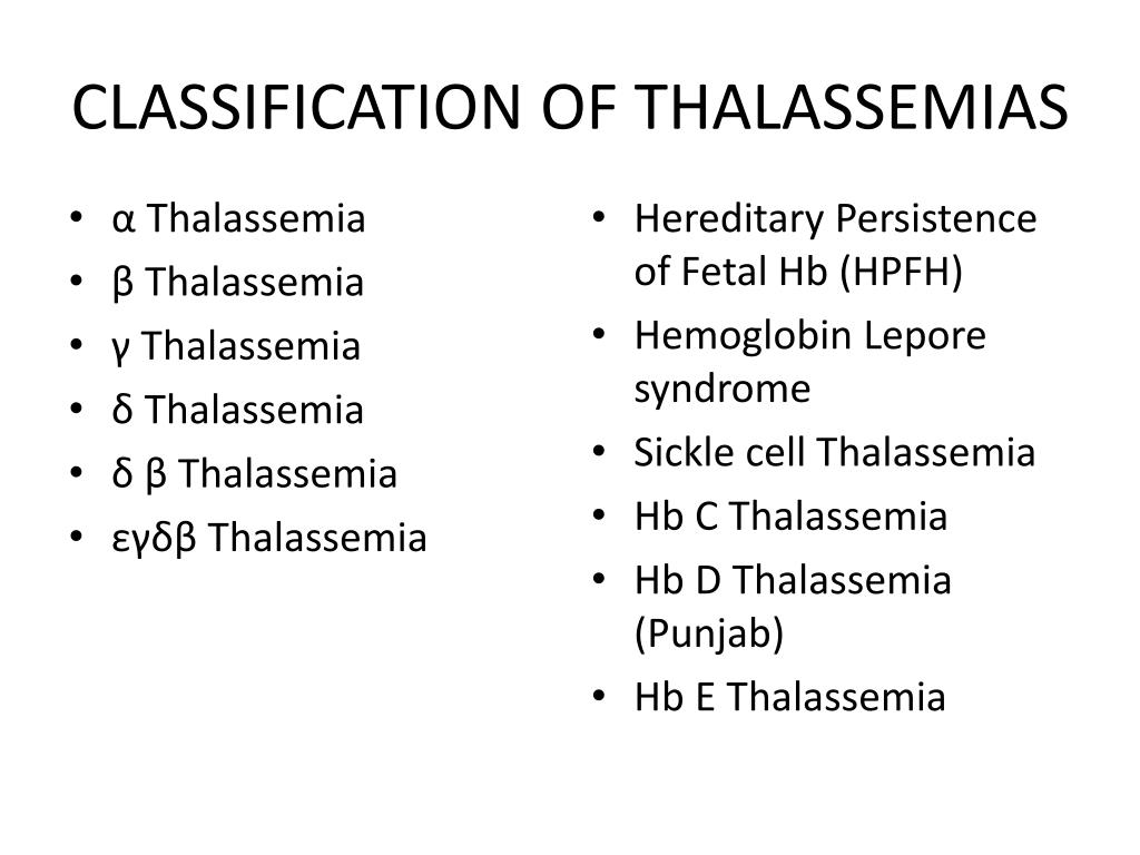 Classification Of Thalassemia