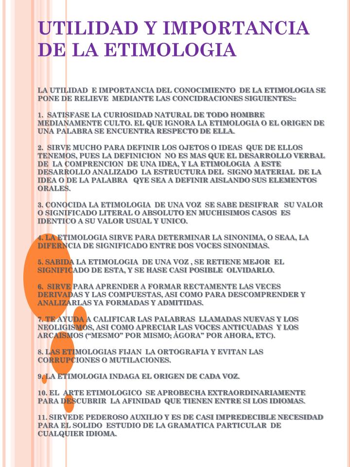 PPT - UTILIDAD Y IMPORTANCIA DE LA ETIMOLOGIA PowerPoint Presentation ...