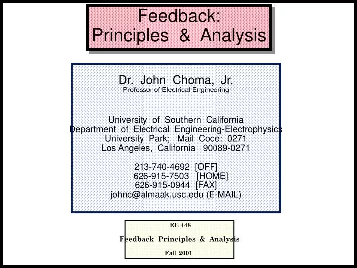 PPT - Feedback: Principles & Analysis PowerPoint Presentation, free ...