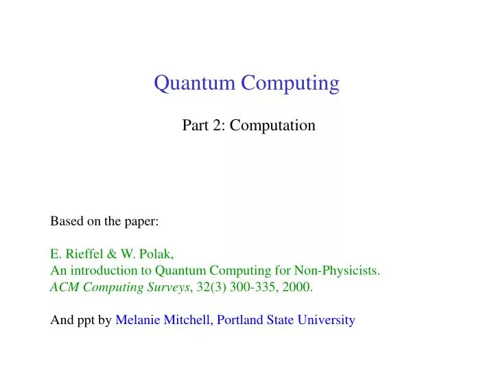 Ppt Quantum Computing Part 2 Computation Powerpoint Presentation 3953