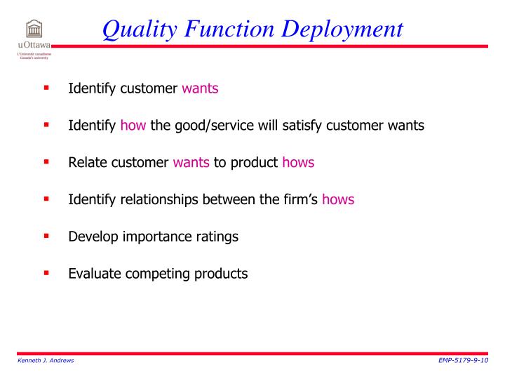 PPT - Manufacturing Systems: EMP-5179 Module #9: Quality Function ...