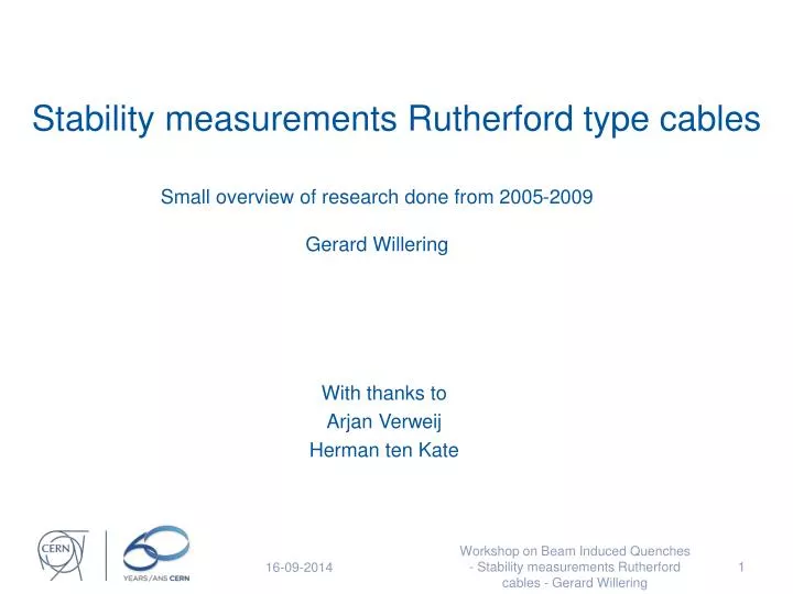 PPT - Stability measurements Rutherford type cables PowerPoint ...