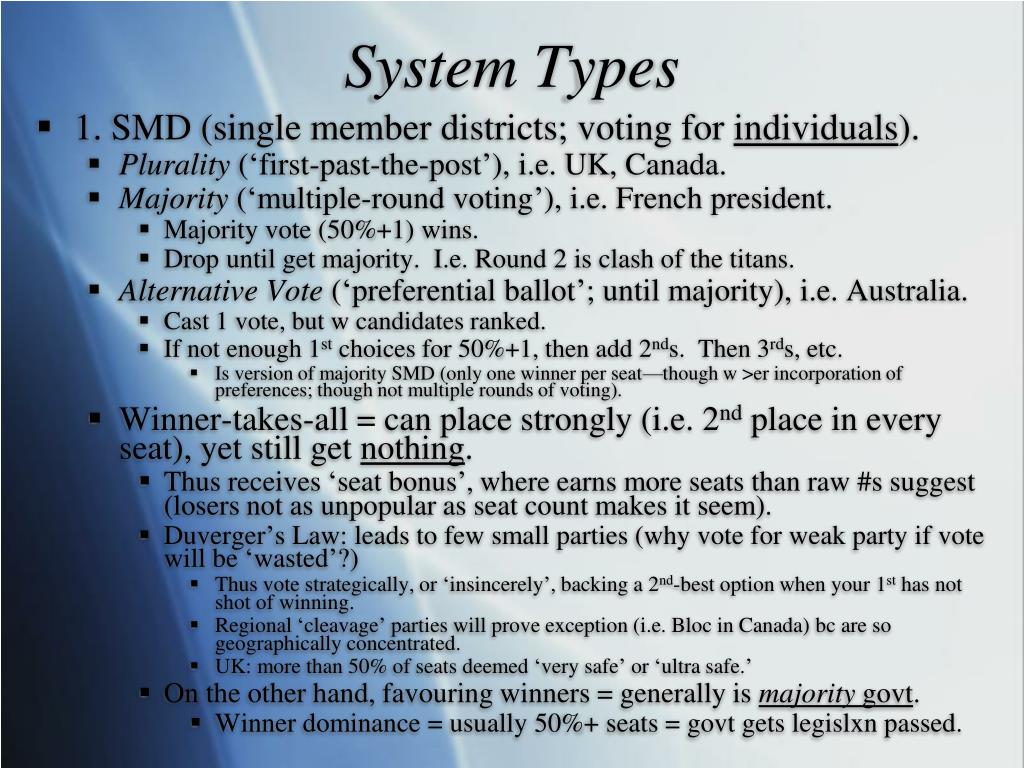 PPT - POL 1000 – Lecture 11: Political Parties & Electoral Systems ...