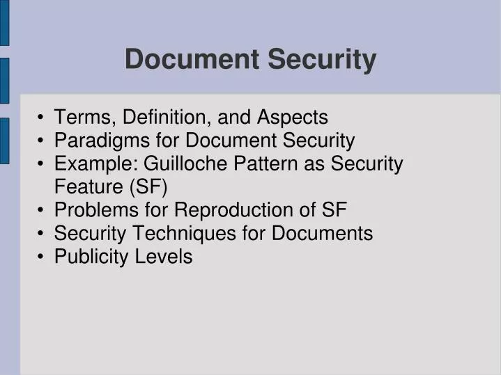 PPT - Document Security PowerPoint Presentation, free download - ID:5598295