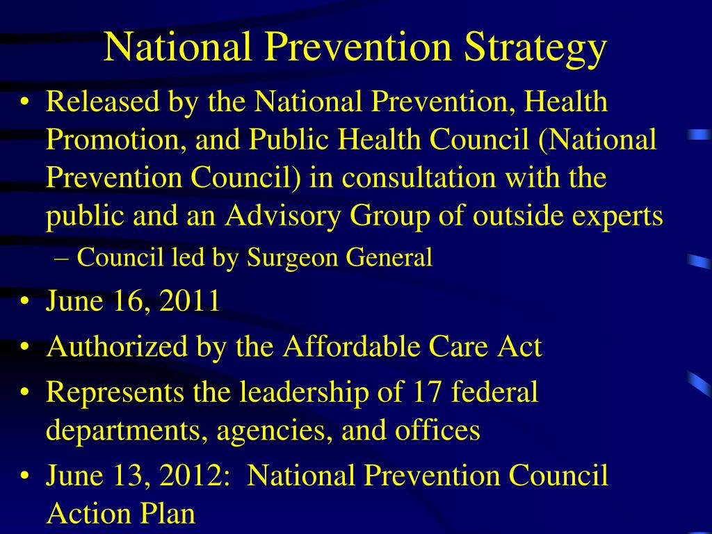 PPT - National Prevention Strategy (NPS): America’s Plan for Better ...