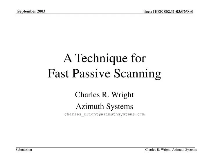 PPT - A Technique for Fast Passive Scanning PowerPoint Presentation ...