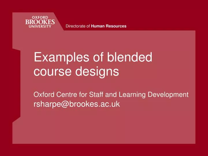 PPT - Examples of blended course designs PowerPoint Presentation, free ...