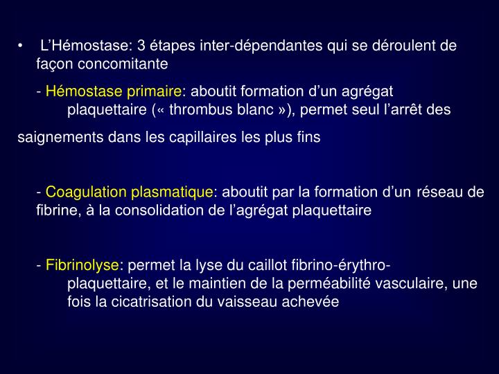 PPT - Cours d'Hémostase PowerPoint Presentation - ID:5602370