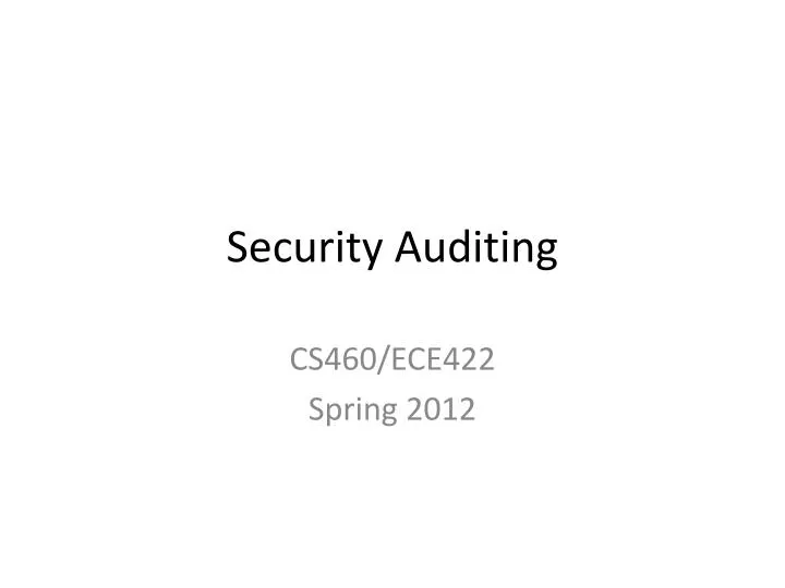 PPT - Security Auditing PowerPoint Presentation, free download - ID:5603997