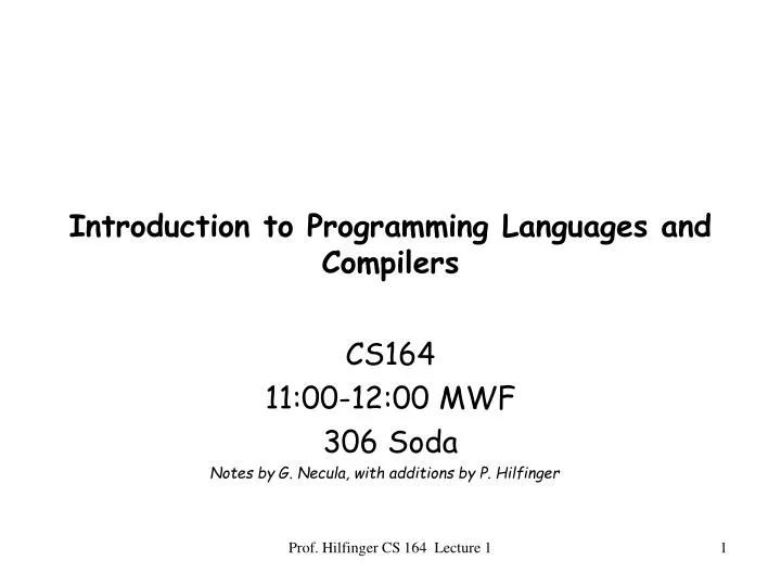 Ppt Introduction To Programming Languages And Compilers Powerpoint Presentation Id5604736 