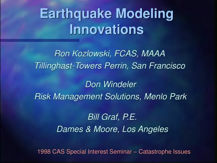 PPT - Earthquake Modeling Innovations PowerPoint Presentation, free ...