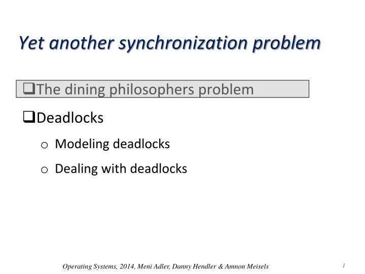 PPT - Yet another synchronization problem PowerPoint Presentation, free ...