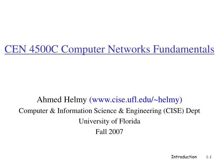 PPT - CEN 4500C Computer Networks Fundamentals PowerPoint Presentation - ID:5606034