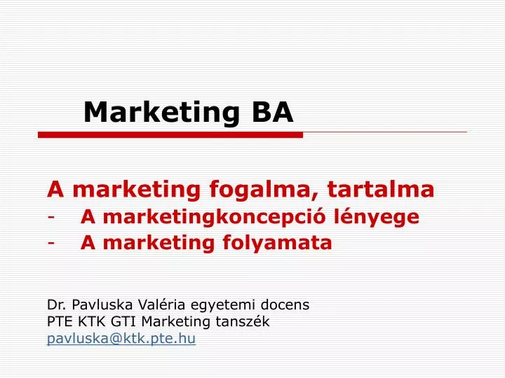 PPT - Marketing BA PowerPoint Presentation, free download - ID:5609015