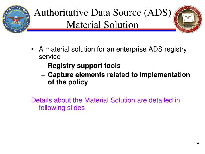 PPT - DoD Authoritative Data Source Activities PowerPoint Presentation ...