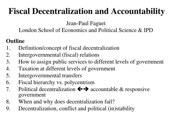 PPT - Fiscal Decentralization and Accountability PowerPoint ...