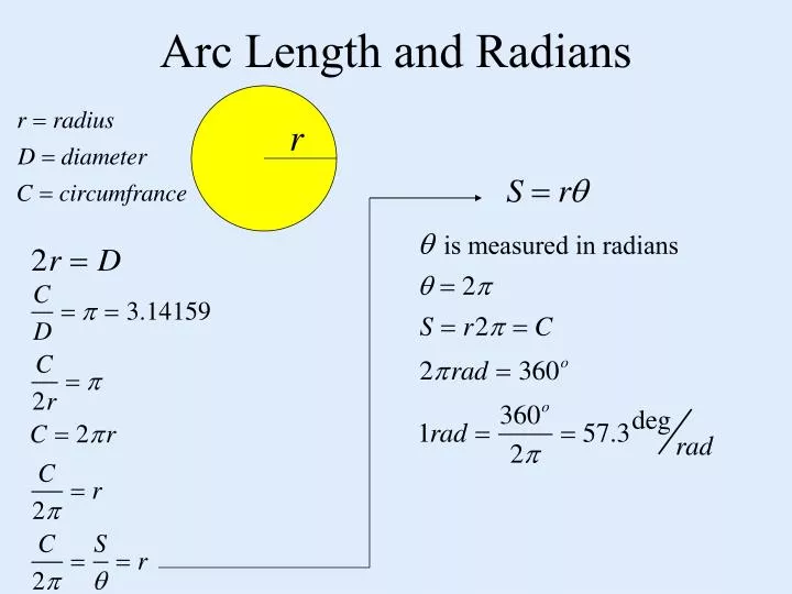 PPT - Arc Length and Radians PowerPoint Presentation, free download ...