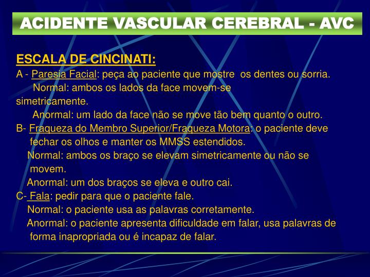 PPT - ACIDENTE VASCULAR CEREBRAL PowerPoint Presentation - ID:5615272