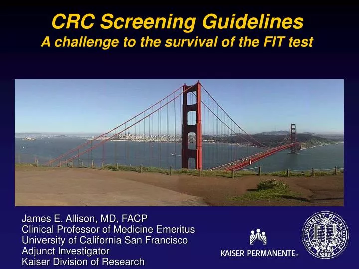 PPT - CRC Screening Guidelines A challenge to the survival of the FIT ...