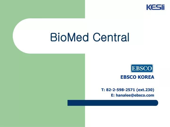 PPT - BioMed Central PowerPoint Presentation, free download - ID:5616428