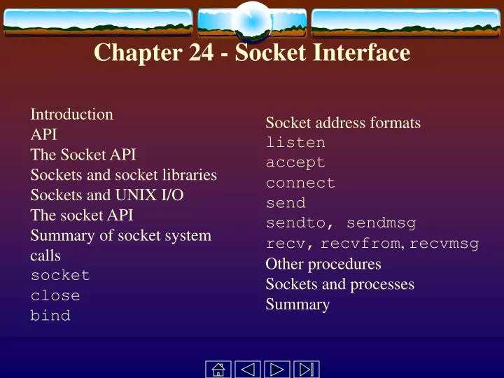 PPT - Chapter 24 - Socket Interface PowerPoint Presentation, free ...