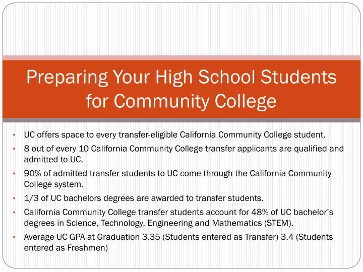 PPT - Preparing Your High School Students for Community College ...