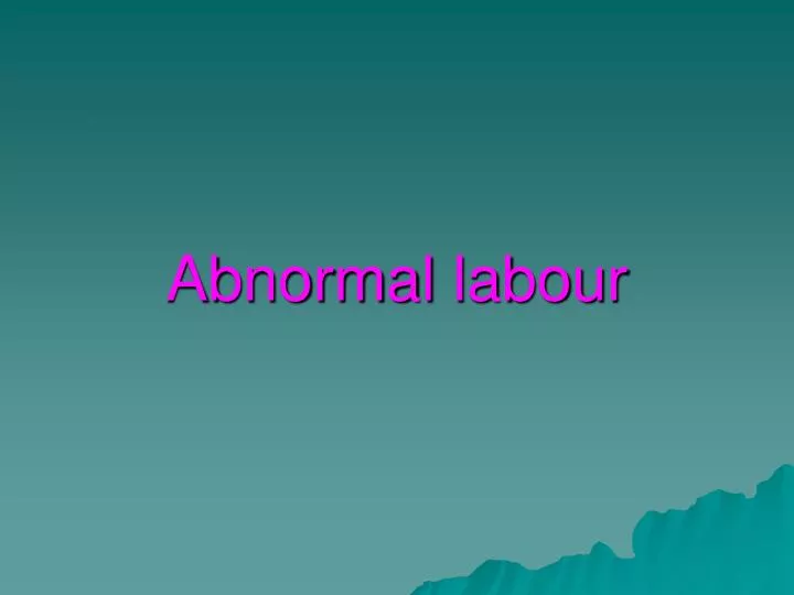Classification Abnormal Labor