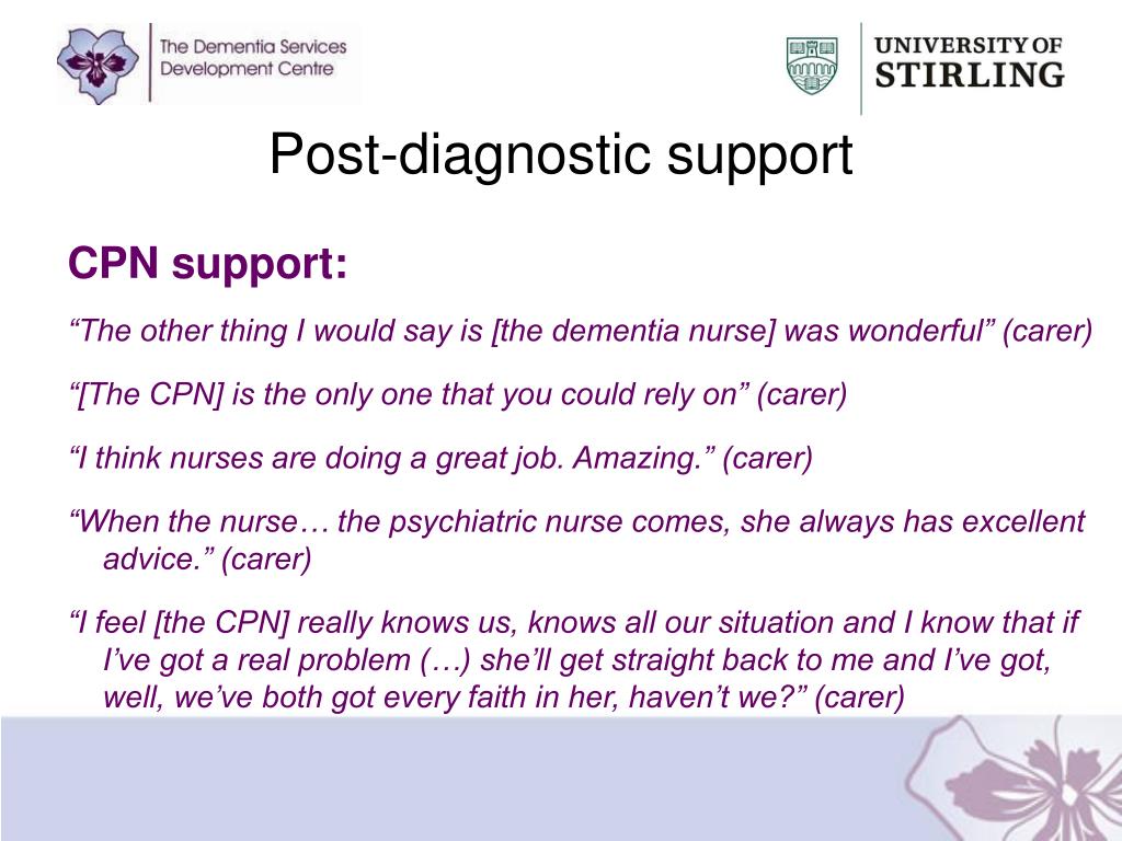 PPT - Diagnostic and post-diagnostic support for people with dementia ...