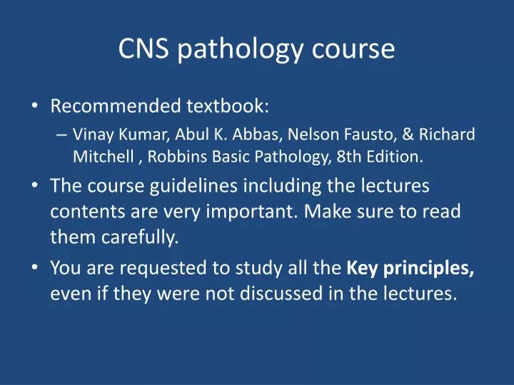 PPT - CNS pathology course PowerPoint Presentation, free download - ID ...