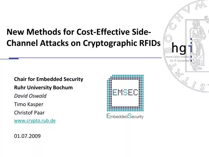 PPT - New Methods for Cost-Effective Side-Channel Attacks on ...