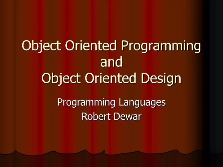 Ppt Object Oriented Programming And Object Oriented Design Powerpoint
