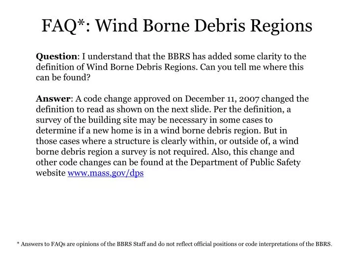 PPT - FAQ*: Wind Borne Debris Regions PowerPoint Presentation, free ...
