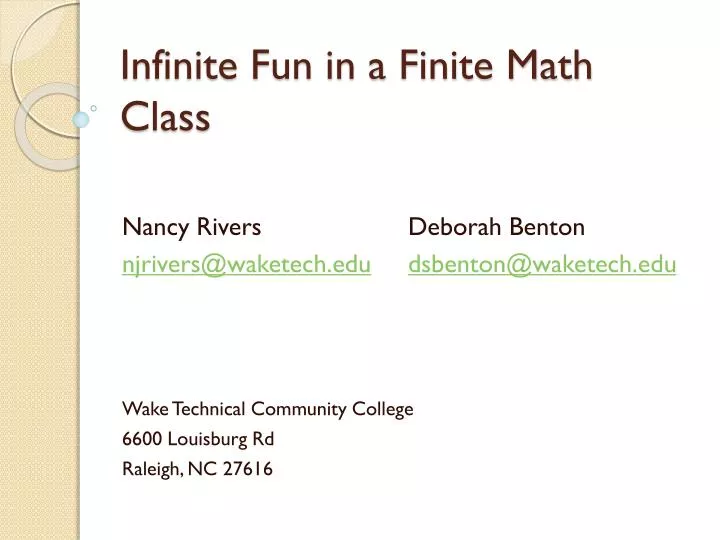 PPT - Infinite Fun in a Finite Math Class PowerPoint Presentation, free ...