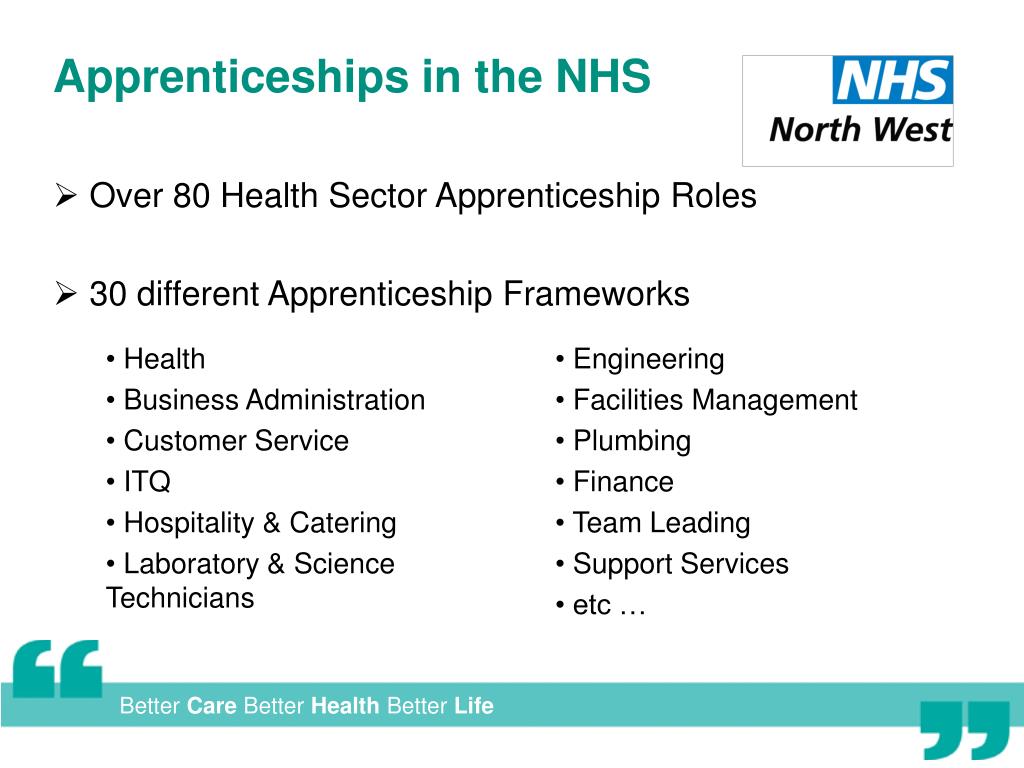 PPT - NHS Apprenticeships in the North West PowerPoint Presentation ...