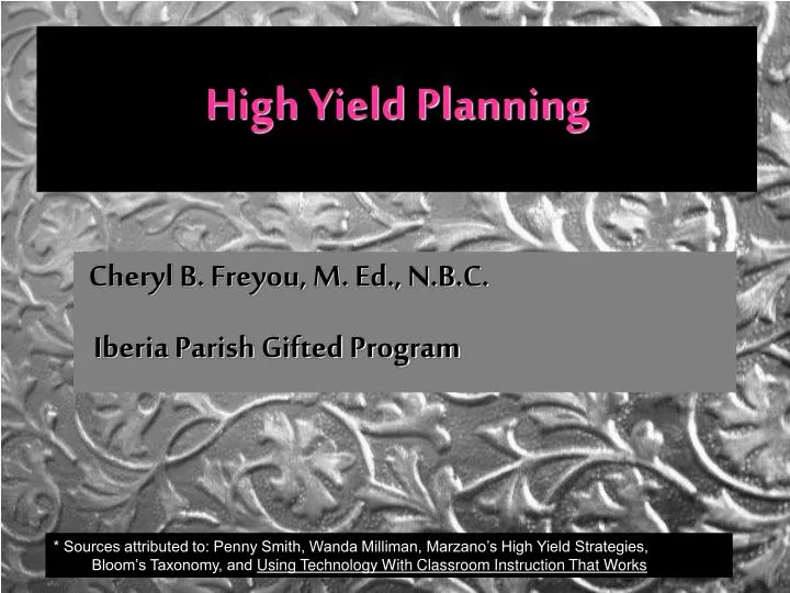 PPT - High Yield Planning PowerPoint Presentation, free download - ID ...
