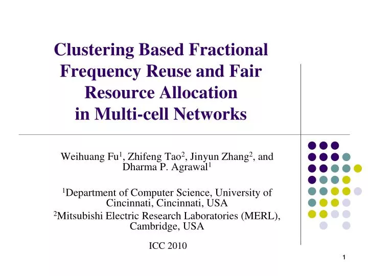 Ppt Clustering Based Fractional Frequency Reuse And Fair Resource