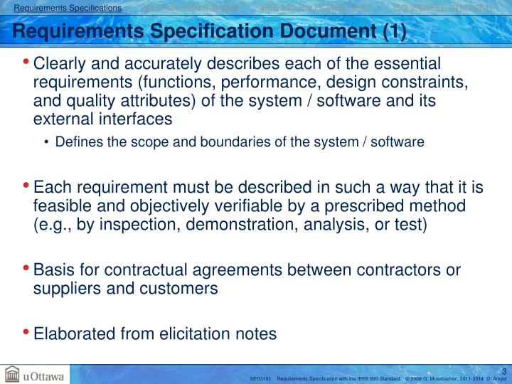PPT - Requirements Specification with the IEEE 830 and IEEE 29148 ...