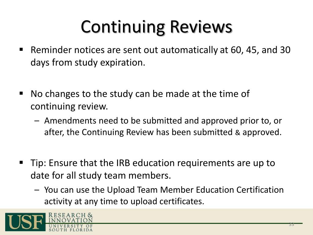 PPT - USF Research Integrity & Compliance eIRB Comprehensive Training ...