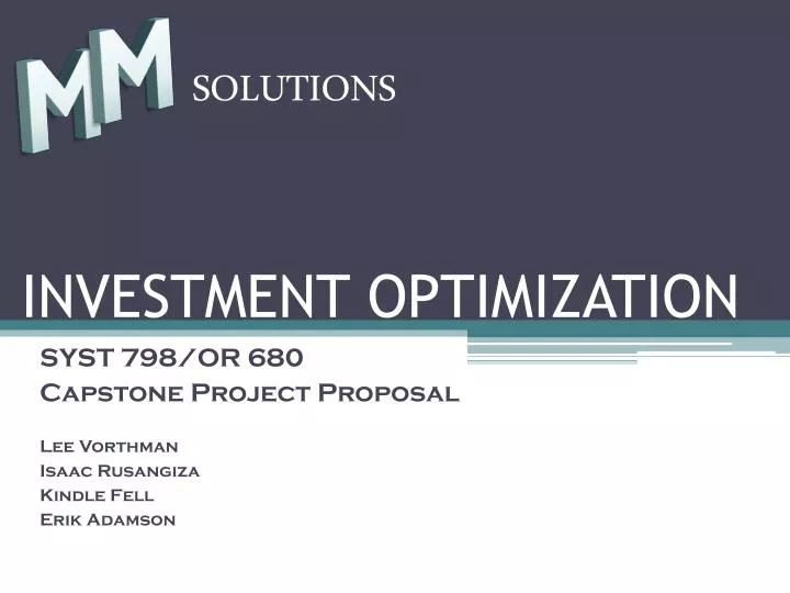 PPT - INVESTMENT OPTIMIZATION PowerPoint Presentation, free download ...